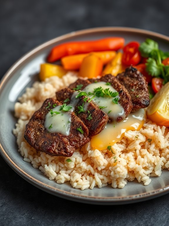 Easy Steak Cheese and Rice